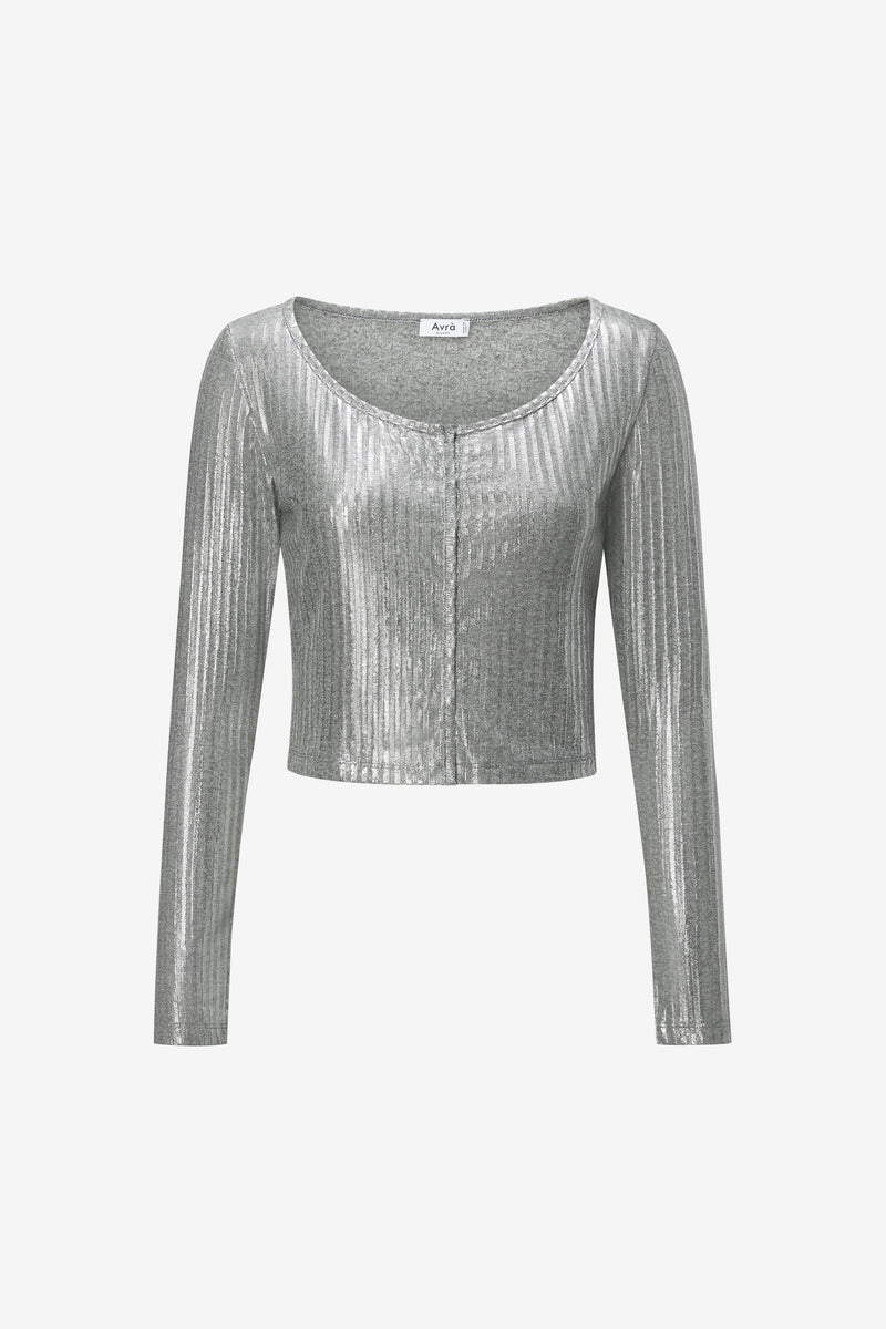 Women's Silver Cardigan With Elastic Stripe Fabric | Avrà MILANO